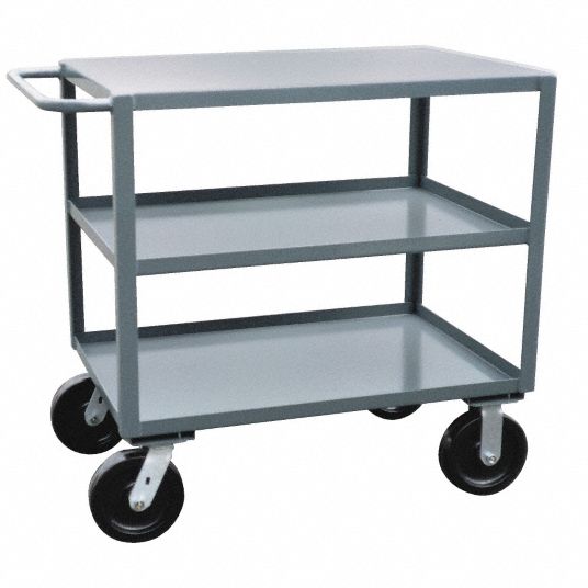 Flat Handle Utility Cart, Load Capacity 4800 lb, Number of Shelves 3 ...