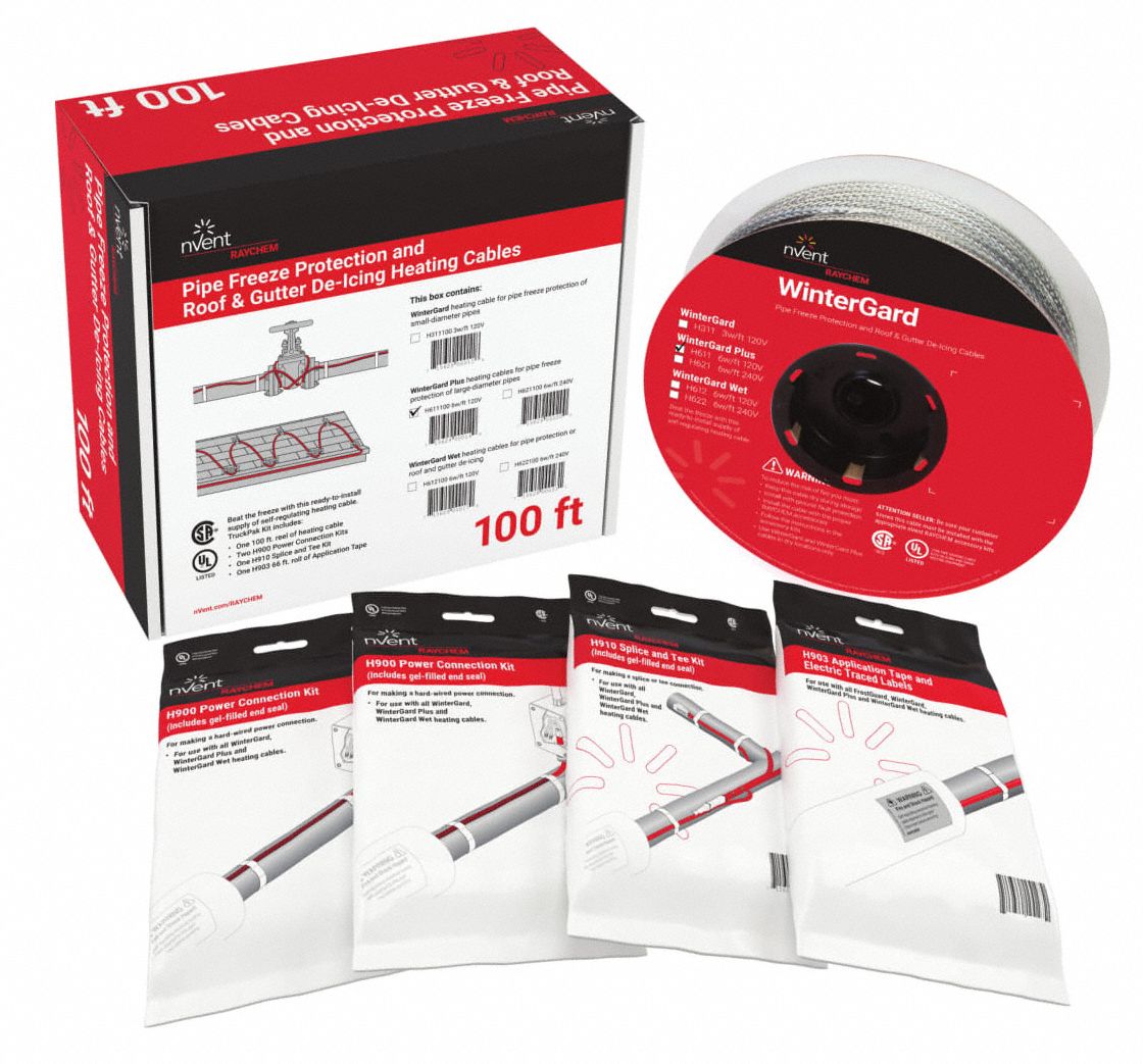 RAYCHEM Electric Heating Cable Kit: For Indoor Only, 100 ft Cable Lg ...