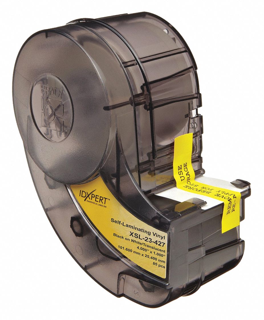BRADY Precut Label Roll Cartridge: Vinyl, Black on White, For 12 AWG to ...