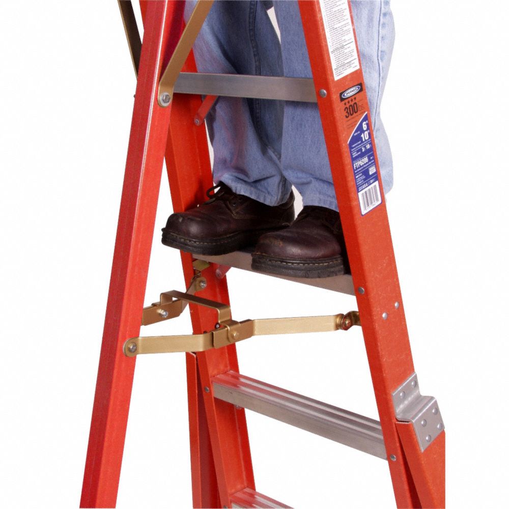 WERNER Tripod Stepladder: 8 ft Ladder Ht, 8 Steps, 300 lb Load Capacity ...