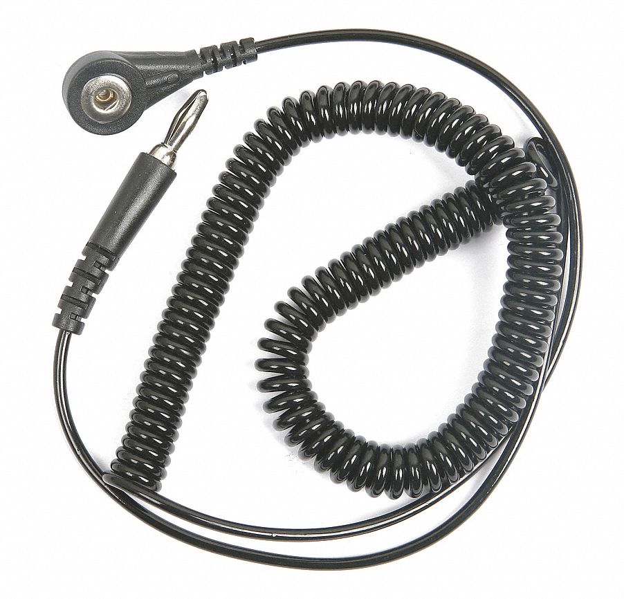 10 ft Cord Lg, 1 megaohm Resist Rating - Max, Static Control Cord ...
