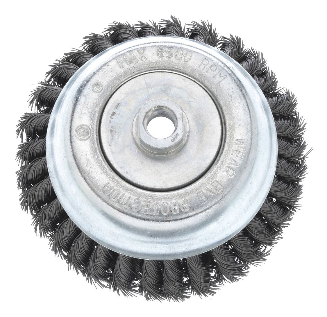 6 in Knotted Wire Cup Brush, Arbor Hole Mounting, 0.020 in Wire Dia. 1 ...