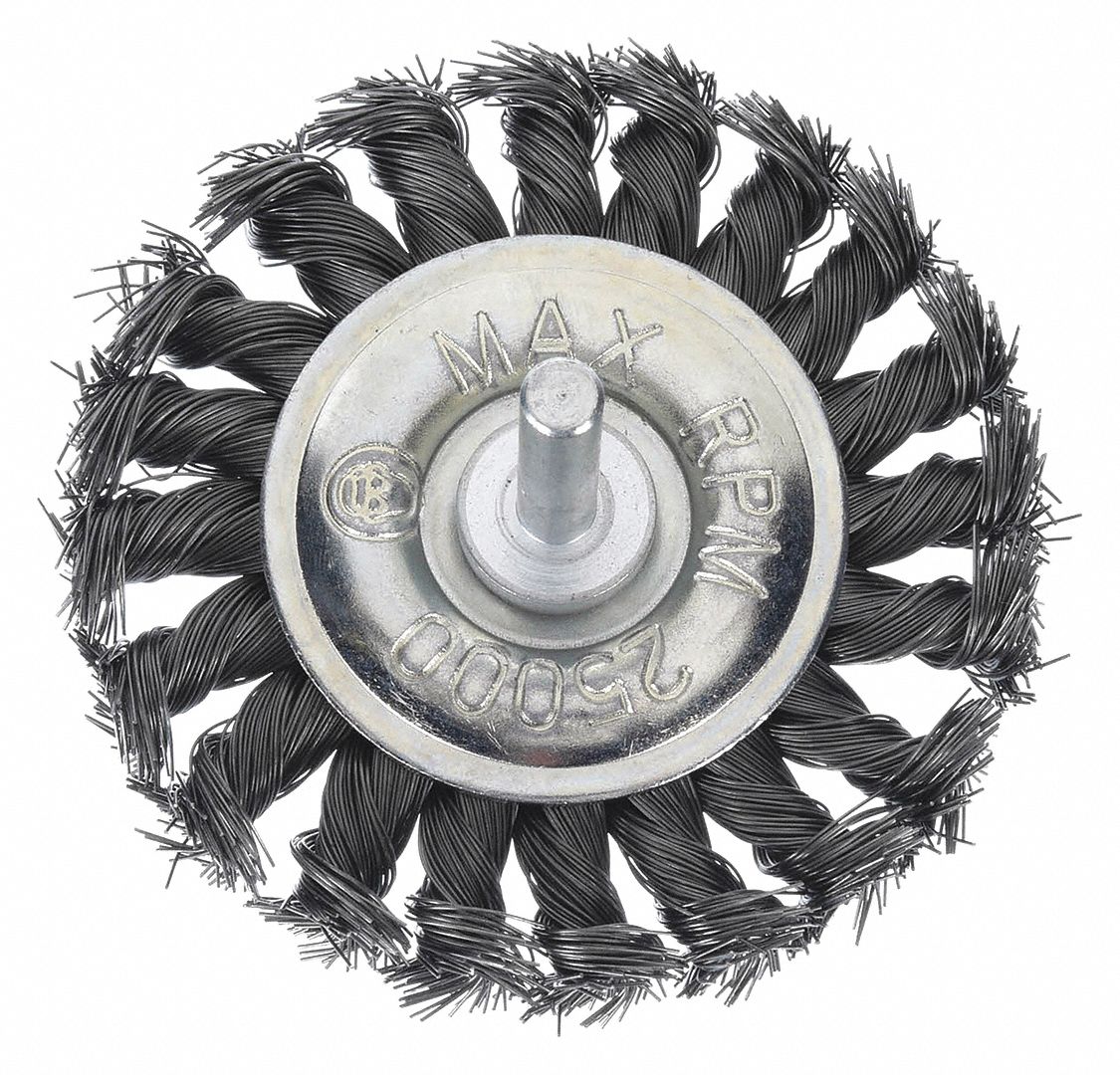 Wire Wheel,3 1/4 In D,Steel,0.0140 Wire - Grainger