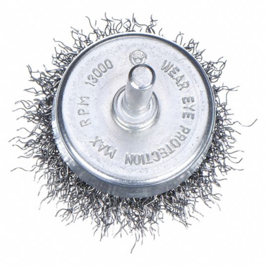 2 in Crimped Wire Cup Brush, Shank Mounting, 0.012 in Wire Dia. 5/8 in ...