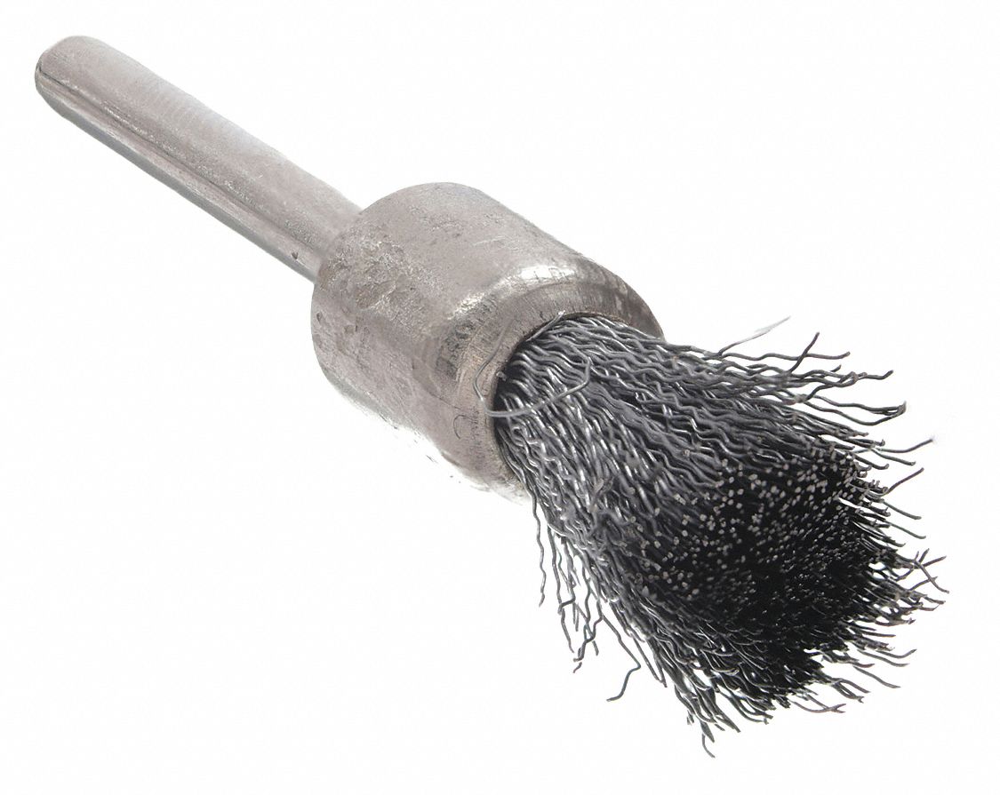 5/16 in Crimped Wire End Brush, 1/8 in Shank, 0.005 in Wire Dia., 9/16 ...