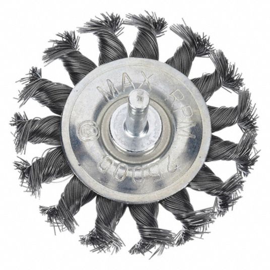 Wire Wheel,3 In D,Steel,0.0140 Wire - Grainger