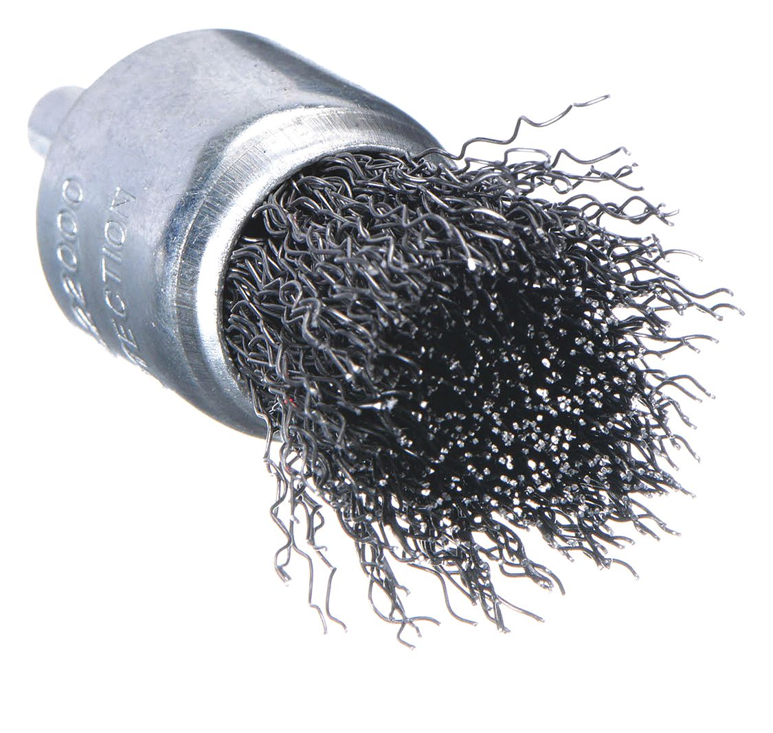 1 in Crimped Wire End Brush Shank, 0.014 in Wire Dia., 1 in Bristle ...