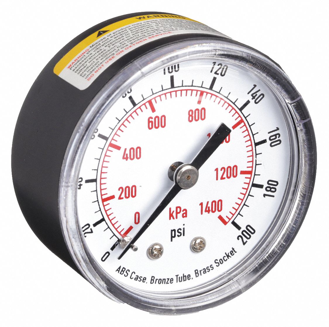 0 psi to 200 psi, 2 in Dial, Commercial Pressure Gauge - 4EFD8|4EFD8 ...
