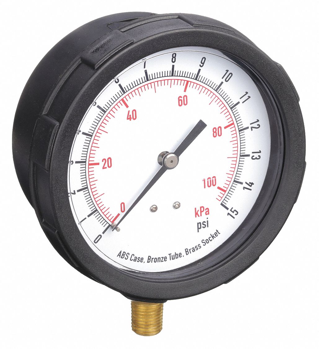 APPROVED VENDOR PRESSURE GAUGE,4 IN,15 PSI,LOWER,BL - Commercial ...