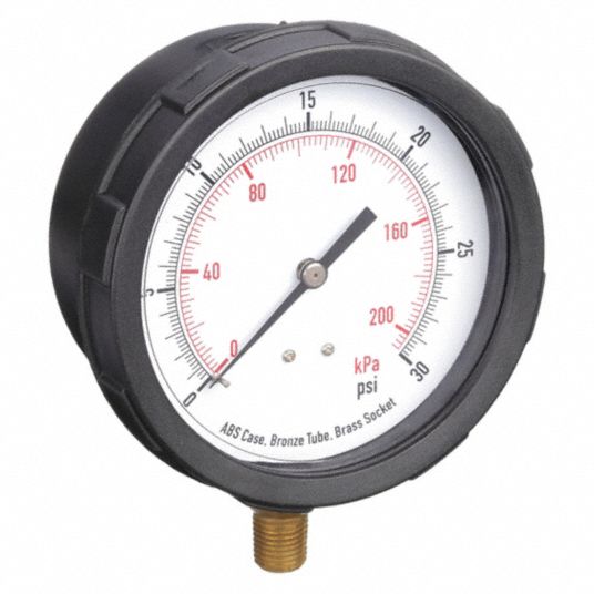 Black, 0 psi 30 psi, Industrial Pressure Gauge - 4EFF3|4EFF3 - Grainger