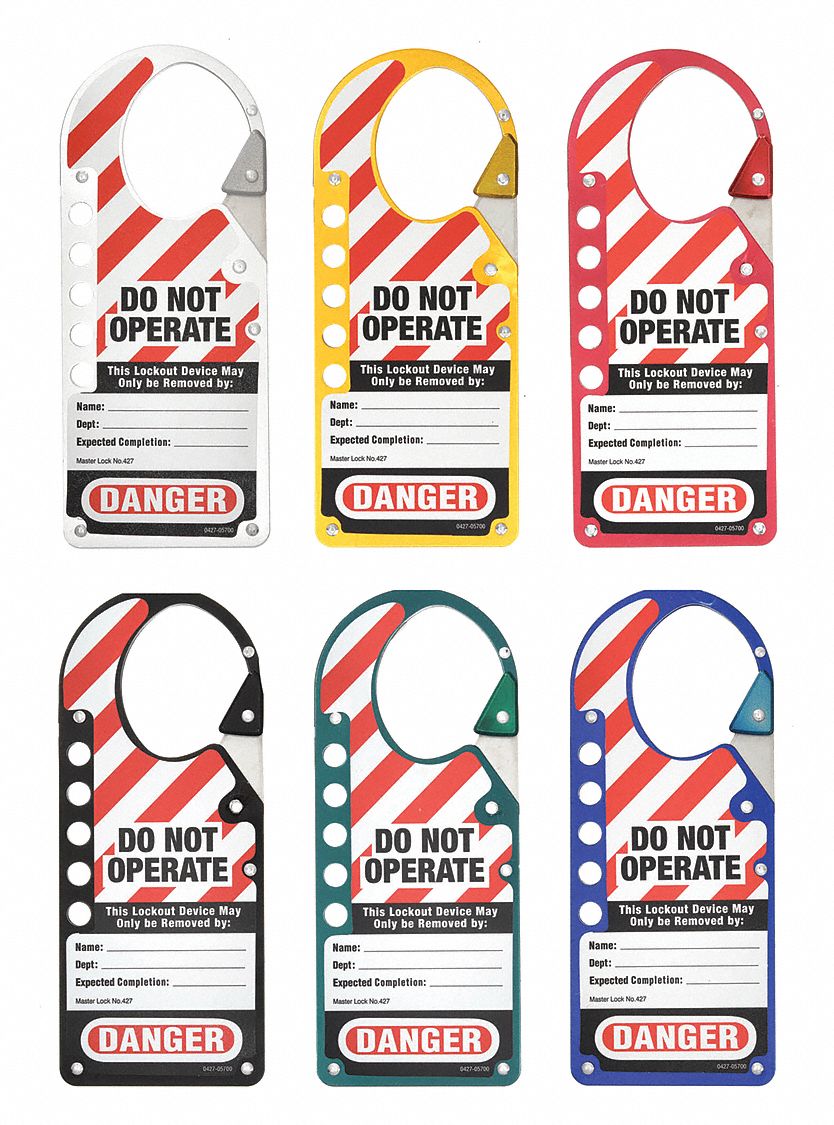 Lockout Hasp Assortment, Snap-On Lockout Hasp Style, Aluminum/Steel ...