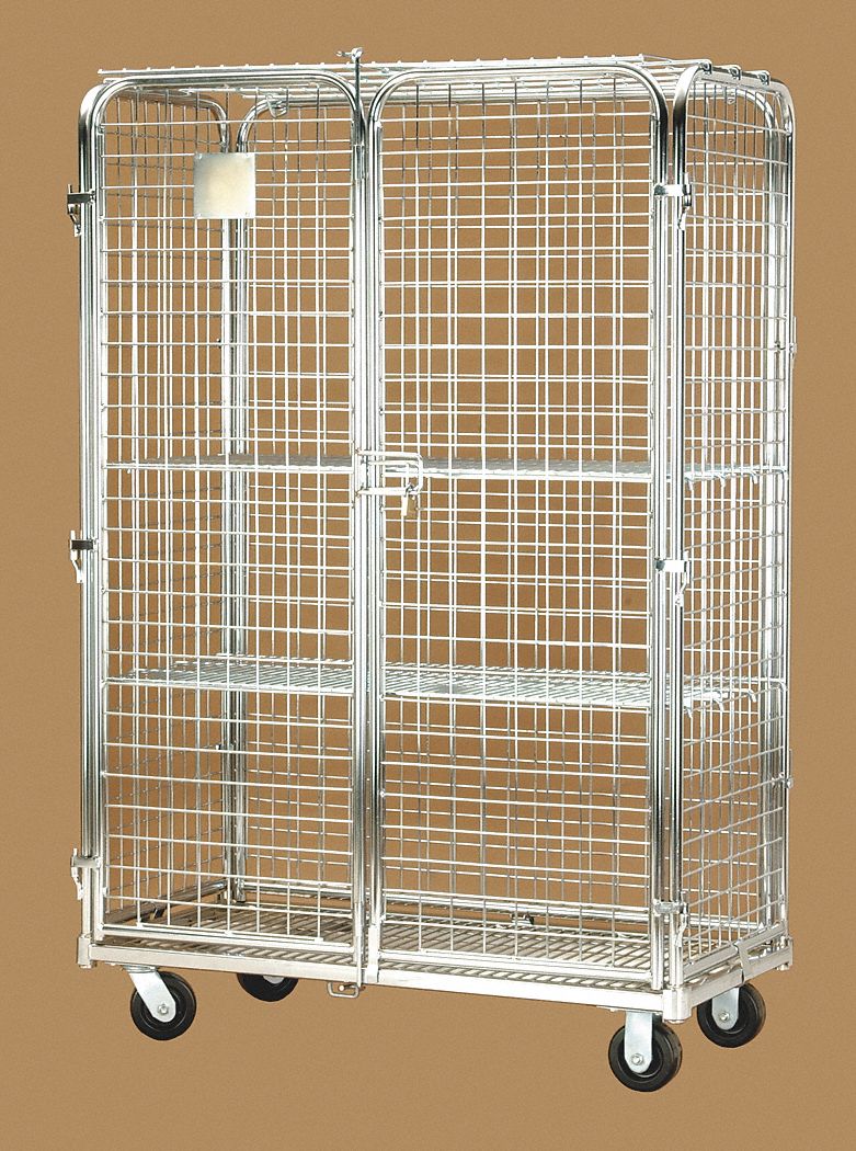 Wire Security Cart, 2000 lb Load Capacity, 48 in x 24 in - Grainger