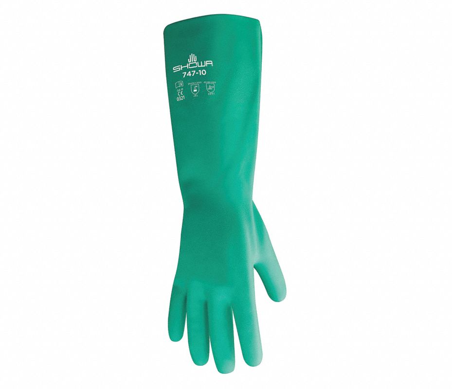 SHOWA Guantes Resistentes a Químicos Nitrilo Verde Talla 10 - 4JF22 ...