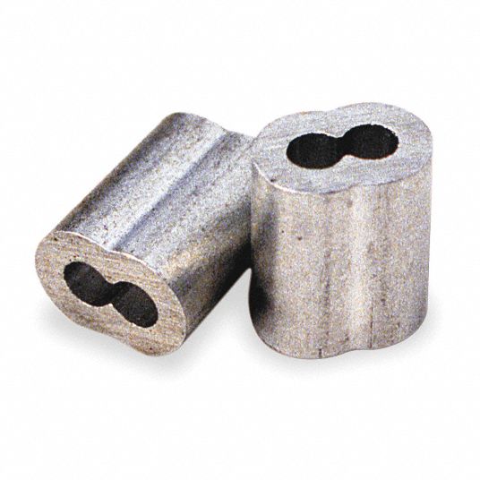 Wire Rope Sleeve, For Wire Rope Dia. 1/16 in, Aluminum Alloy, PK 25 ...