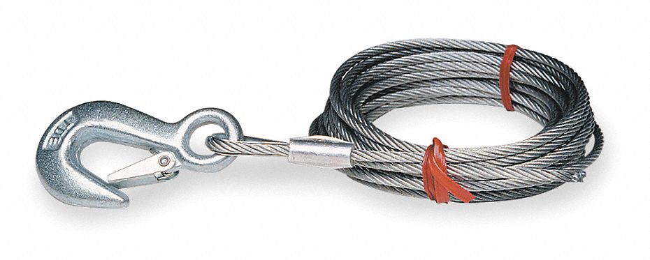 100 ft Galvanized Steel Winch Cable with 1960 lb Working Load Limit ...
