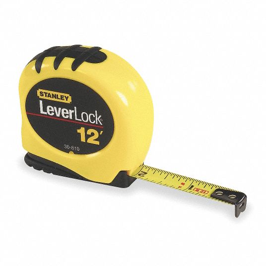 12 ft. Steel SAE Tape Measure, Black/Yellow - Grainger