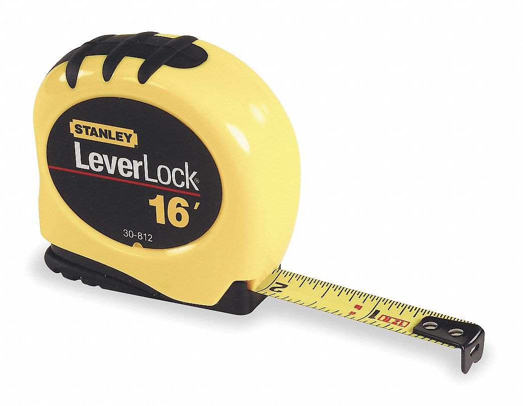 16 ft. Steel SAE Tape Measure, Black/Yellow - Grainger