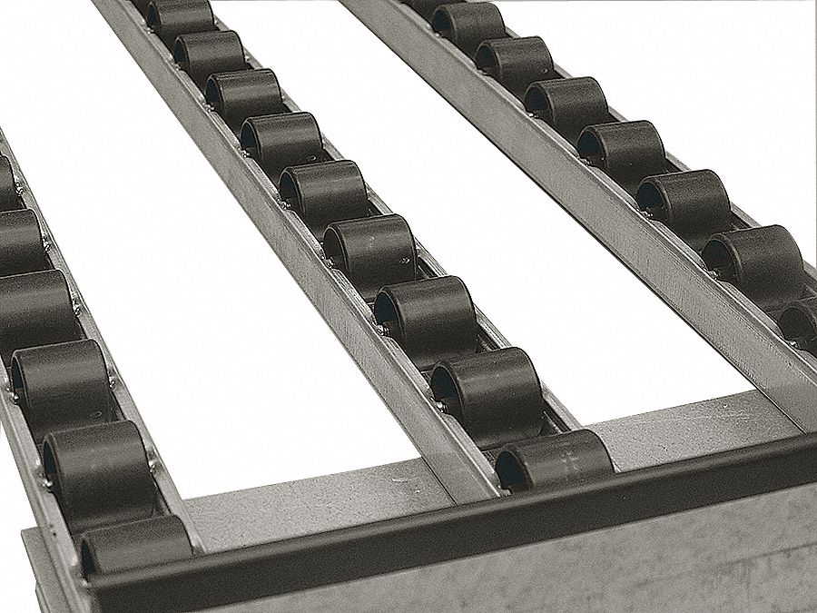 MALLARD Multi-Rail Flow Rack Conveyor, Skate Wheel, 3 ft 8 in Overall ...