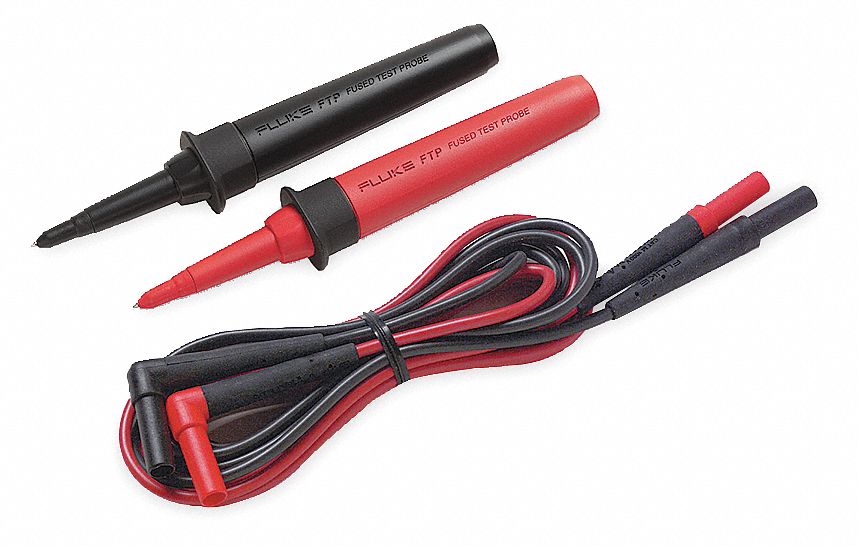 5 ft 6 in Straight Shrouded Plug to Probe Test Probe Leads, Black/Red ...