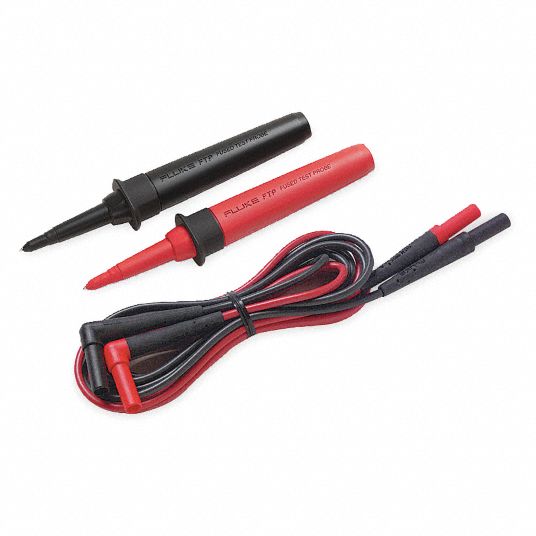 5 ft 6 in Straight Shrouded Plug to Probe Test Probe Leads, Black/Red ...