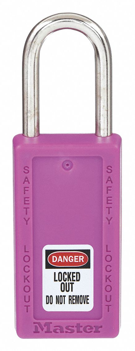 MASTER LOCK LOCKOUT PADLOCK, KEYED DIFFERENT, THERMOPLASTIC, LONG BODY ...