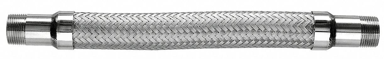 HOSE MASTER Flexible Metal Hose Assembly: 1 in Hose Inside Dia., 9 in ...