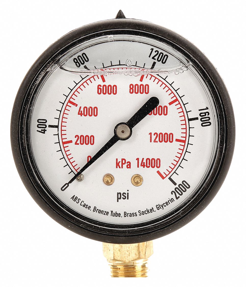 GRAINGER APPROVED PRESSURE GUAGE 0-2000PSI - Commercial, Industrial and ...