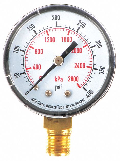 GRAINGER APPROVED PRESSURE GAUGE,2 IN,400 PSI,LOWER - Commercial ...