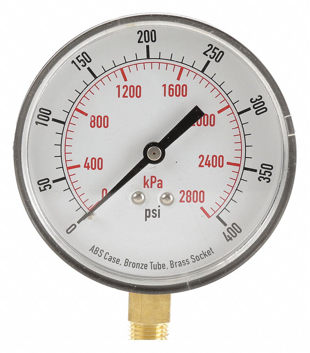 GRAINGER APPROVED Pressure Gauge 0 To 2800 KPa 0 To 400 Psi Range 1 