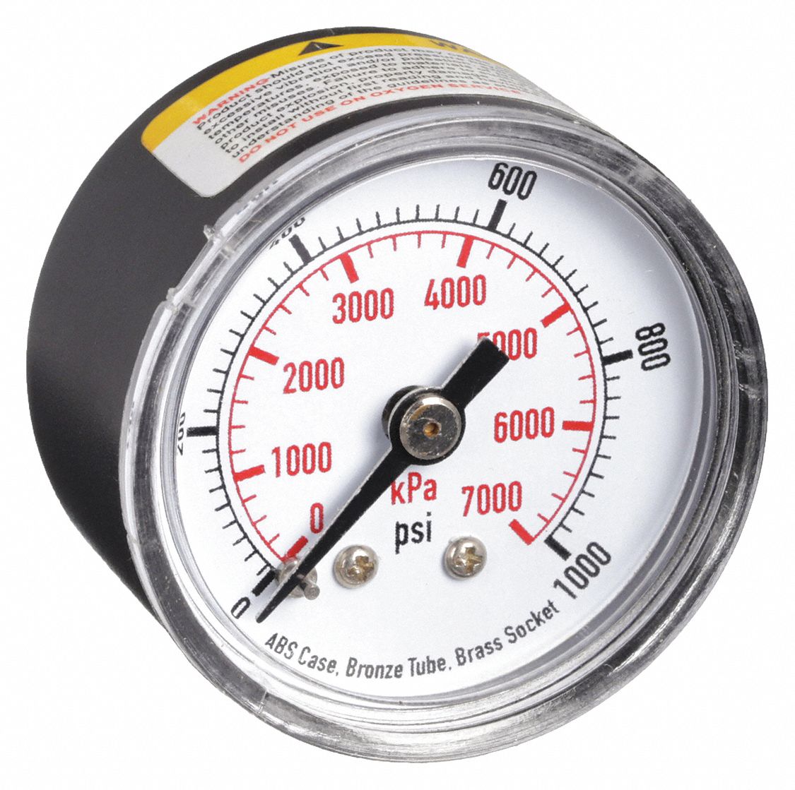 0 psi to 1,000 psi, 1 1/2 in Dial, Commercial Pressure Gauge - 4FMA4 ...