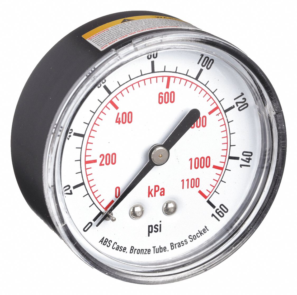 0 psi / Hg to 160 psi, 2 1/2 in Dial, Commercial Pressure Gauge - 4FME6|4FME6 - Grainger