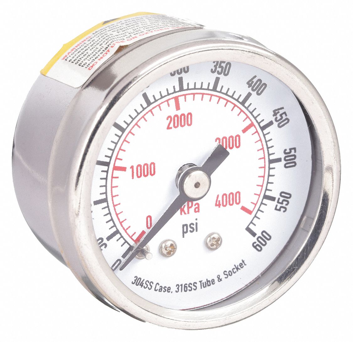 APPROVED VENDOR PRESSURE GAUGE,1 1/2 IN,600 PSI,SS, - Commercial ...