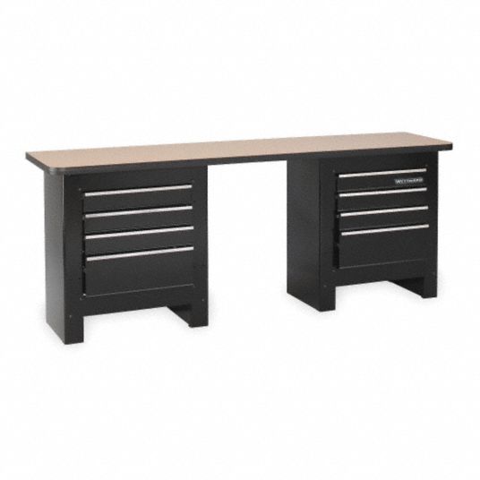 WATERLOO Workbench, Bamboo, 30 in Depth, 37 in Height, 96 in Width ...