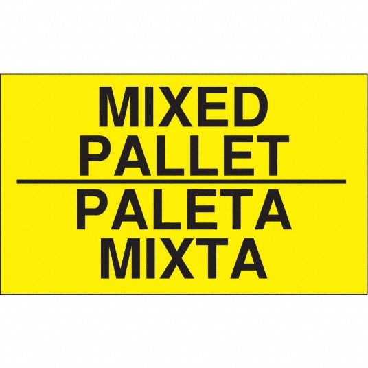 TAPECASE Instructional Handling Label: Mixed Pallet/Paleta Mixta, 5 in ...