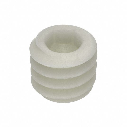 Socket Set Screw, Flat, 1 3/4 in Overall Length, 1/4-20, Nylon, Natural ...
