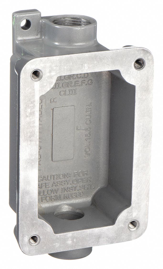 HUBBELL KILLARK, 1 Gangs, Aluminum, Device Box - 4TZU6|FXB-5 - Grainger