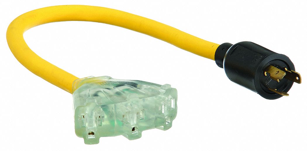 POWER FIRST, NEMA L5-20P, W-Shape, Lighted Extension Cord Adapter ...