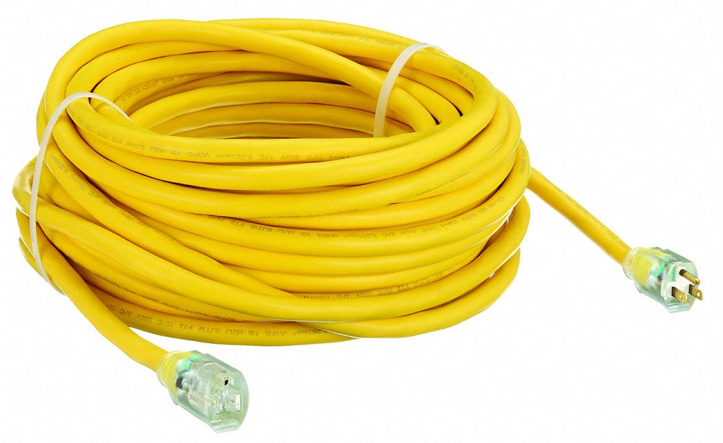 POWER FIRST LIGHTED EXTENSION CORD, 100 FT CORD, 10 AWG WIRE SIZE, 10/3 ...