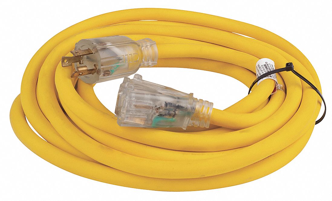 POWER FIRST Extension Cord: 25 ft Cord Lg, 10 AWG Wire Size, SJTOW ...