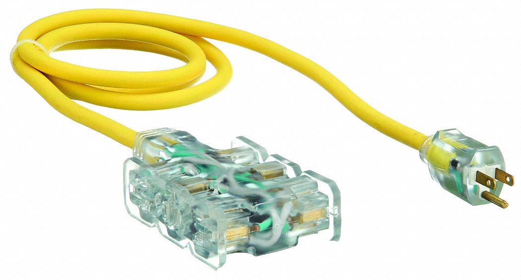 6 ft Cord Lg, 12 AWG Wire Size, Lighted Extension Cord - 4GAD5|4GAD5 ...