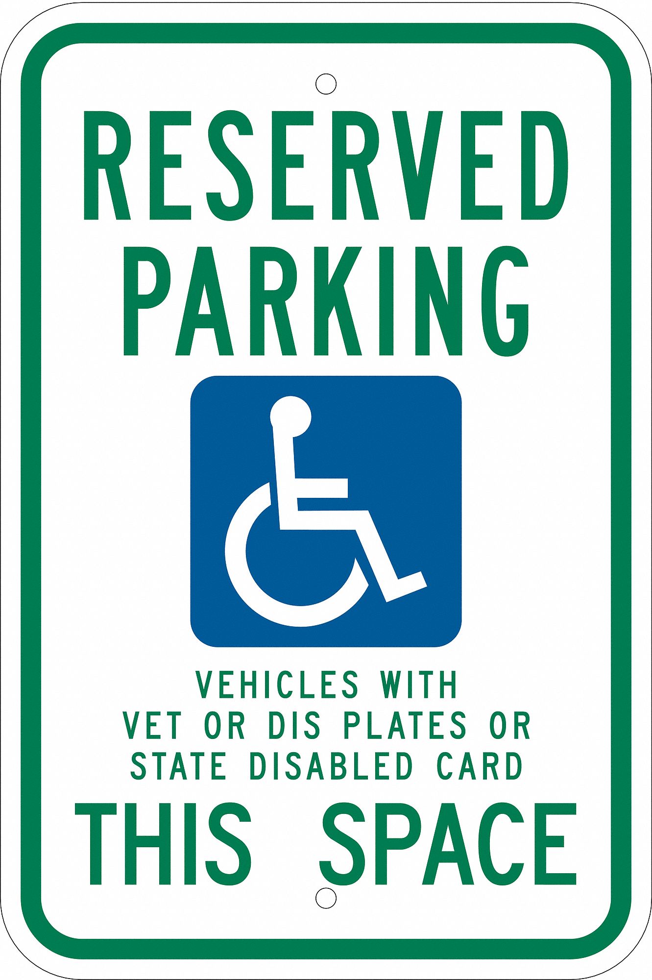 18 in x 12 in Nominal Sign Size, Aluminum, Handicap Parking Sign ...