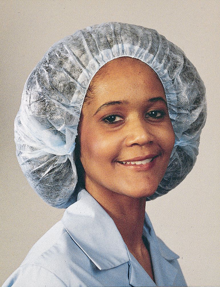 Bouffant Cap, White, PK 100 - Grainger