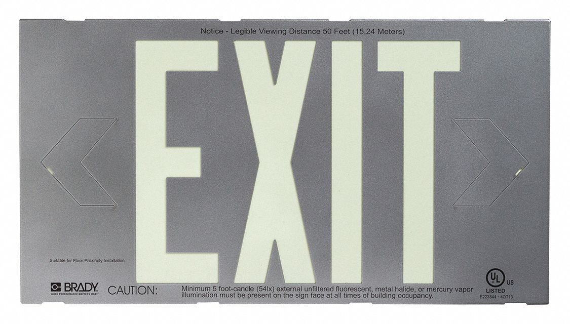 Exit Sign, Plastic, Rectangle, English, Not Retroreflective ...