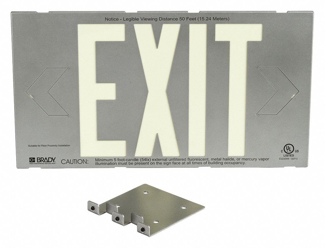 Exit Sign, Plastic, Rectangle, English, Not Retroreflective ...