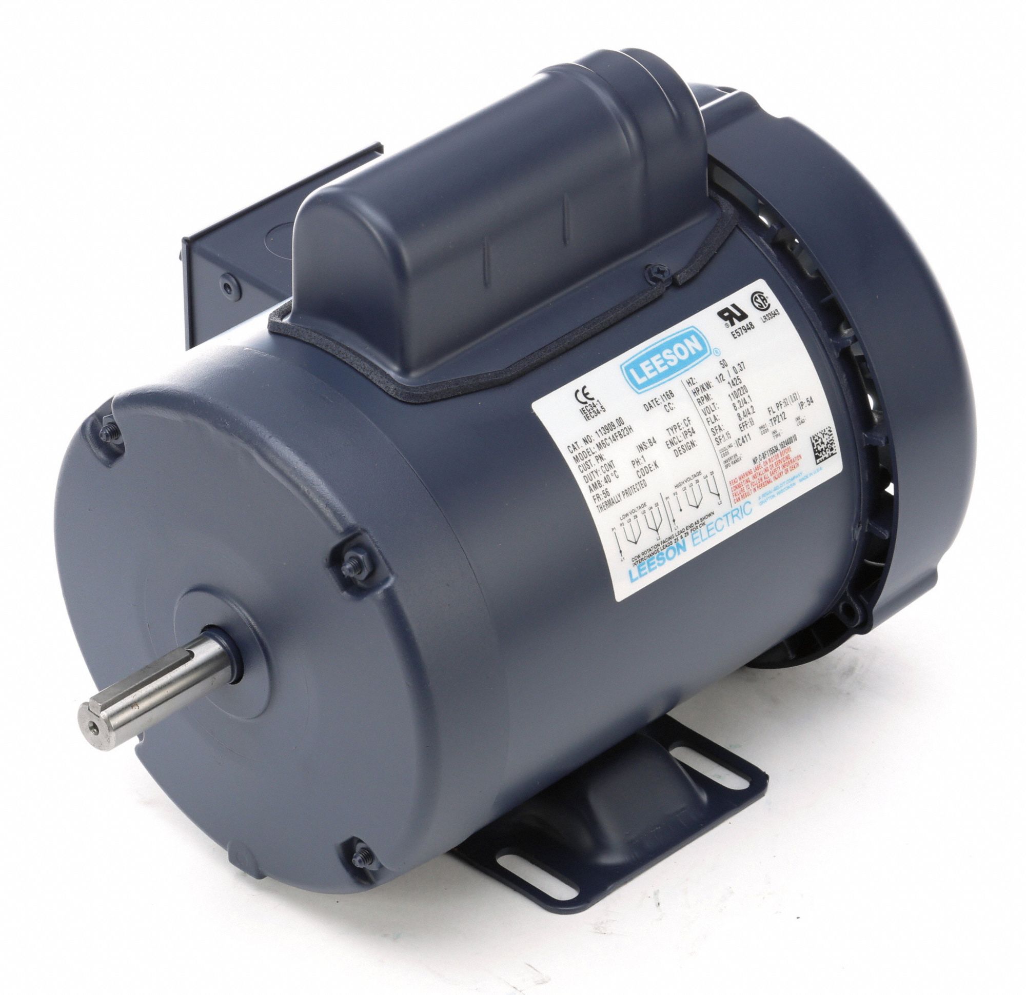 LEESON 50 Hz Motor: Totally Enclosed Fan-Cooled, 1/2 HP, 1,425 ...