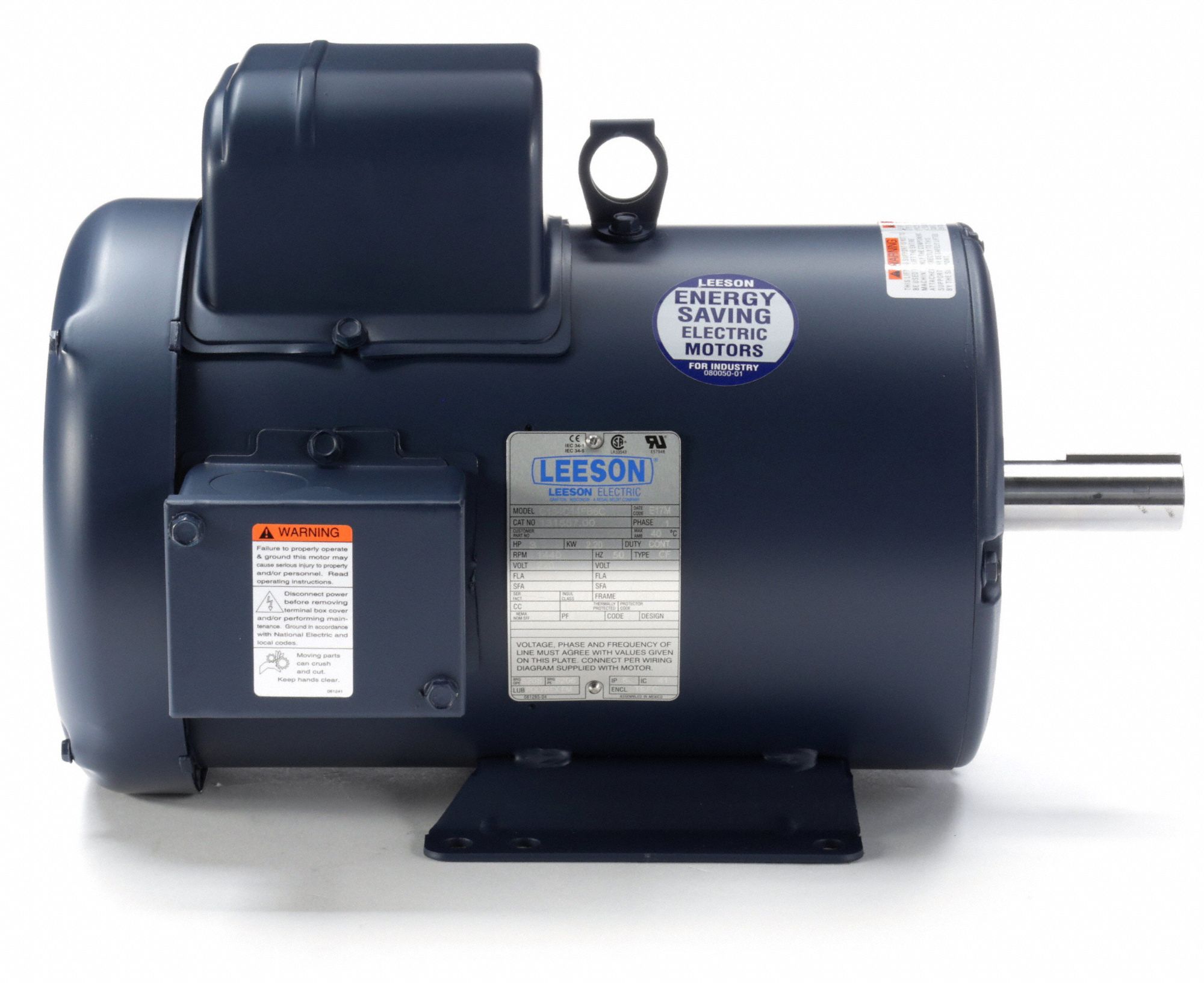 LEESON 50 Hz Motor: Totally Enclosed Fan-Cooled, 3 HP, 1,440 Nameplate ...