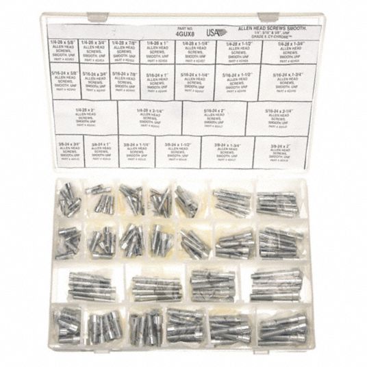 Std, 24 # of Sizes, Socket Head Cap Screw Assortment - 4GUX8|MK619SH ...