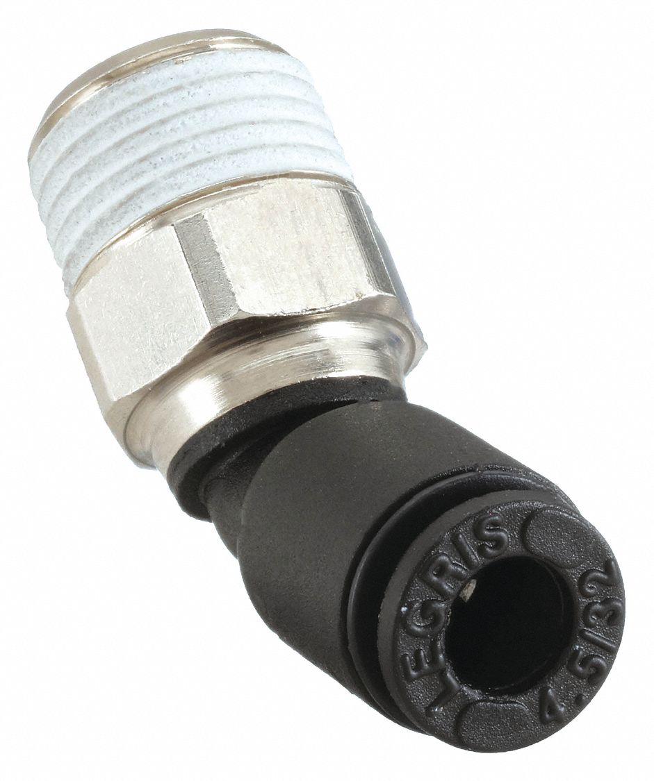 LEGRIS, 4 mm OD x 1/8 in Pipe Size, Push-to-Connect x MBSPT, Push-Fit Elbow Fitting - 4GWJ8|3113 ...