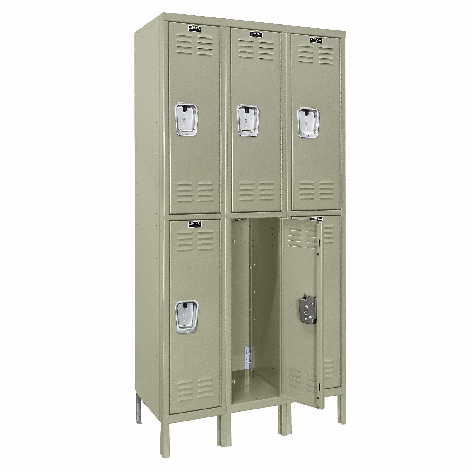 HALLOWELL Wardrobe Locker: 36 in x 18 in x 78 in, Louvered, 2 Tiers, 3 ...