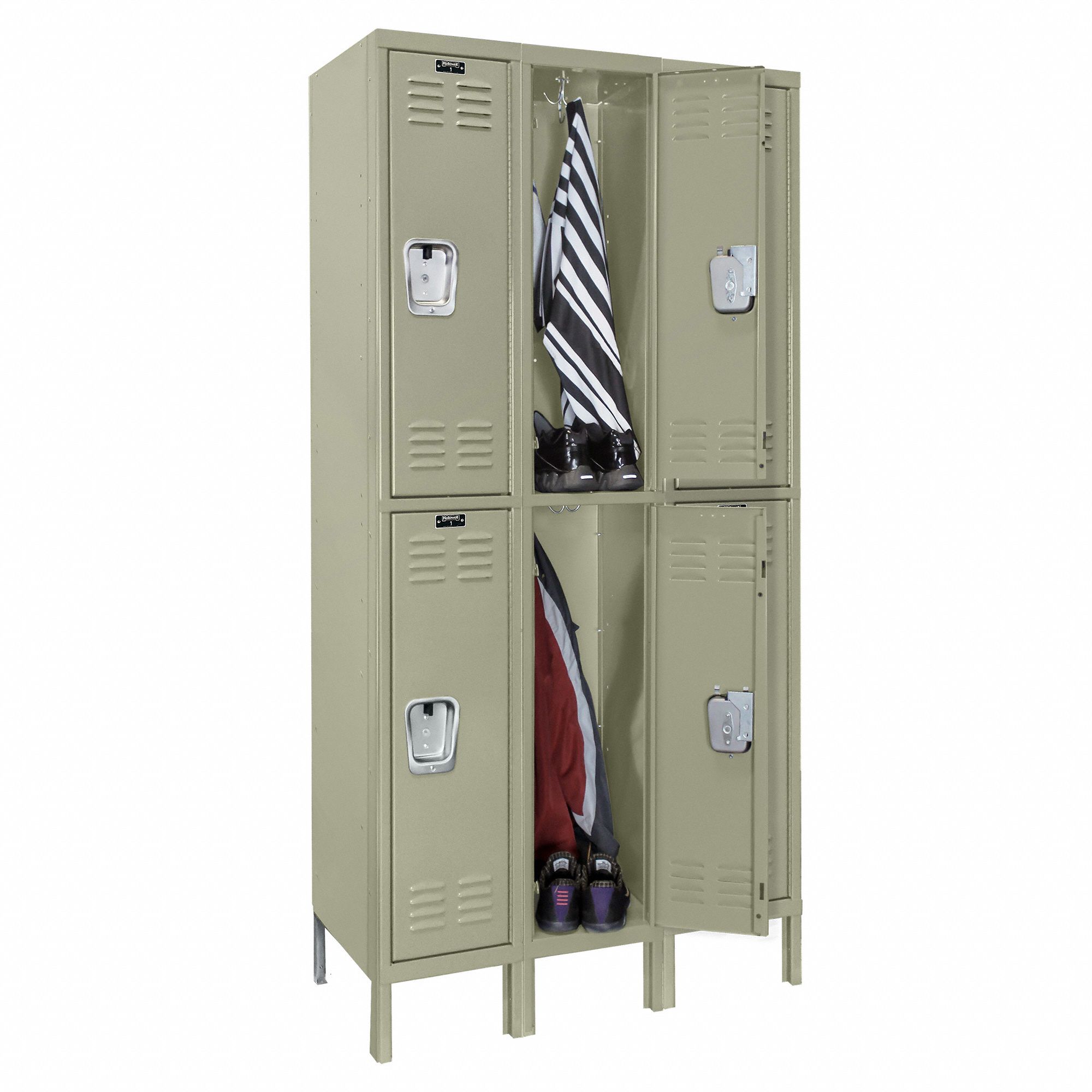 HALLOWELL Wardrobe Locker: 36 in x 15 in x 66 in, Louvered, 2 Tiers, 3 ...
